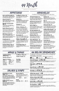 Menu at 44 North American Gastropub and Vs Sports Bar